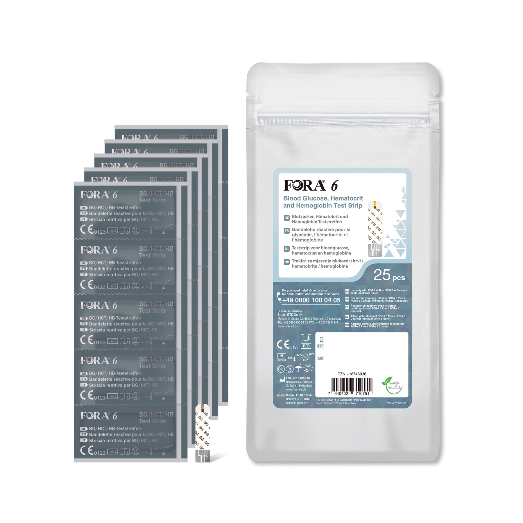 FORA 6 (3-in-1: BG, HCT, HB) Test Strips / 25 pcs – ForaCare Europe