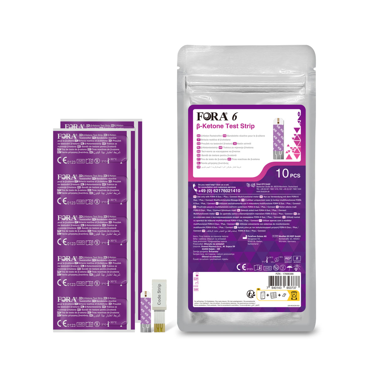 FORA 6 DUO, β-Keton (KT) Test Strip 10pcs Set – ForaCare Europe