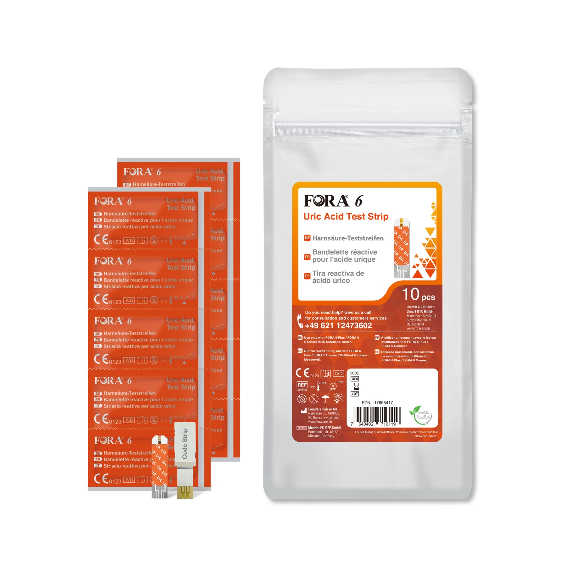 FORA Uric Acid (UA) Test Strips / 10 pcs – ForaCare Europe