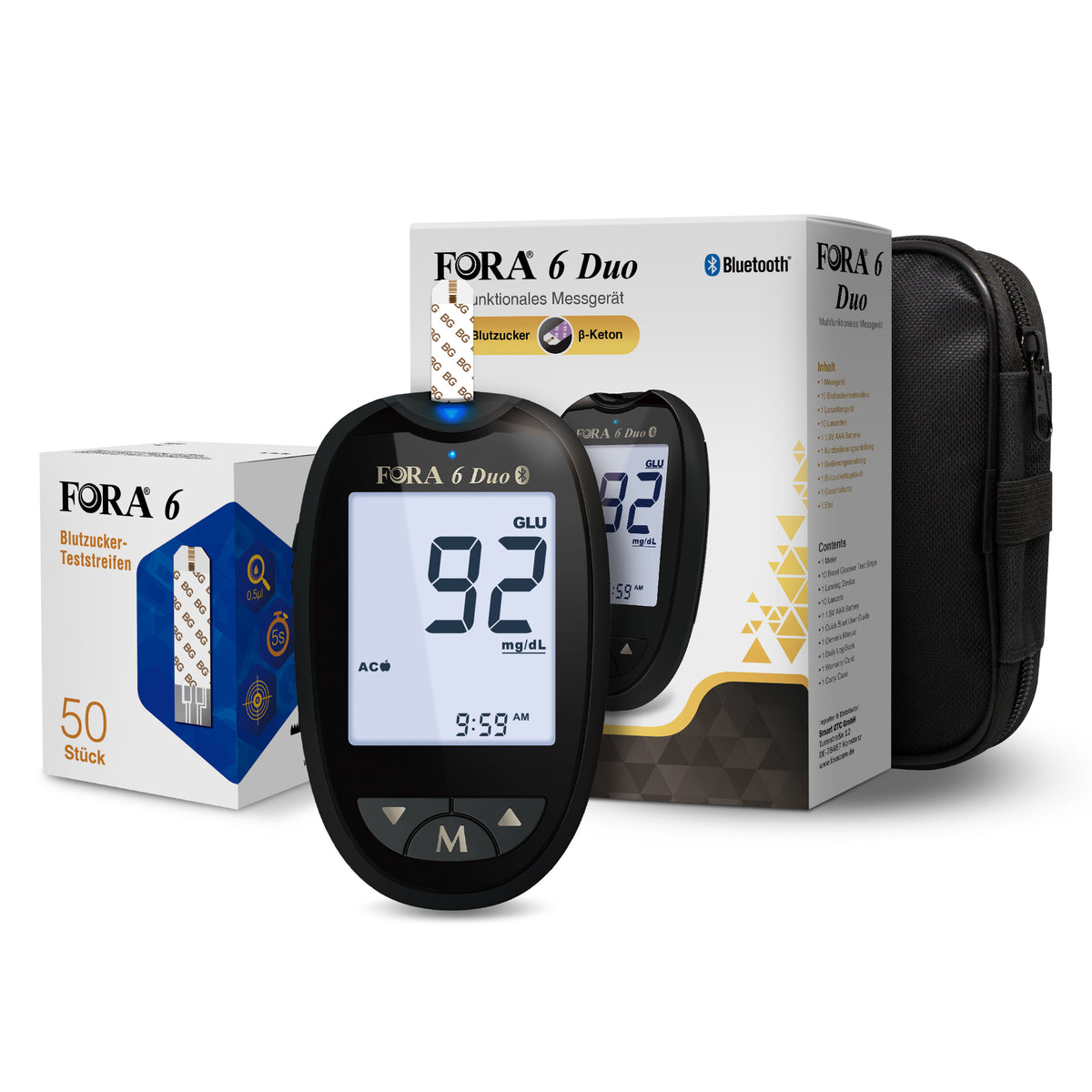FORA Duo 2-in-1 (blood sugar, ketone) blood glucose monitor set (mg/dl ...