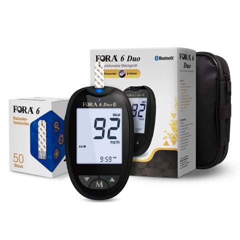 FORA Duo 2-in-1 (blood sugar, ketone) blood glucose monitor set (mg/dl ...