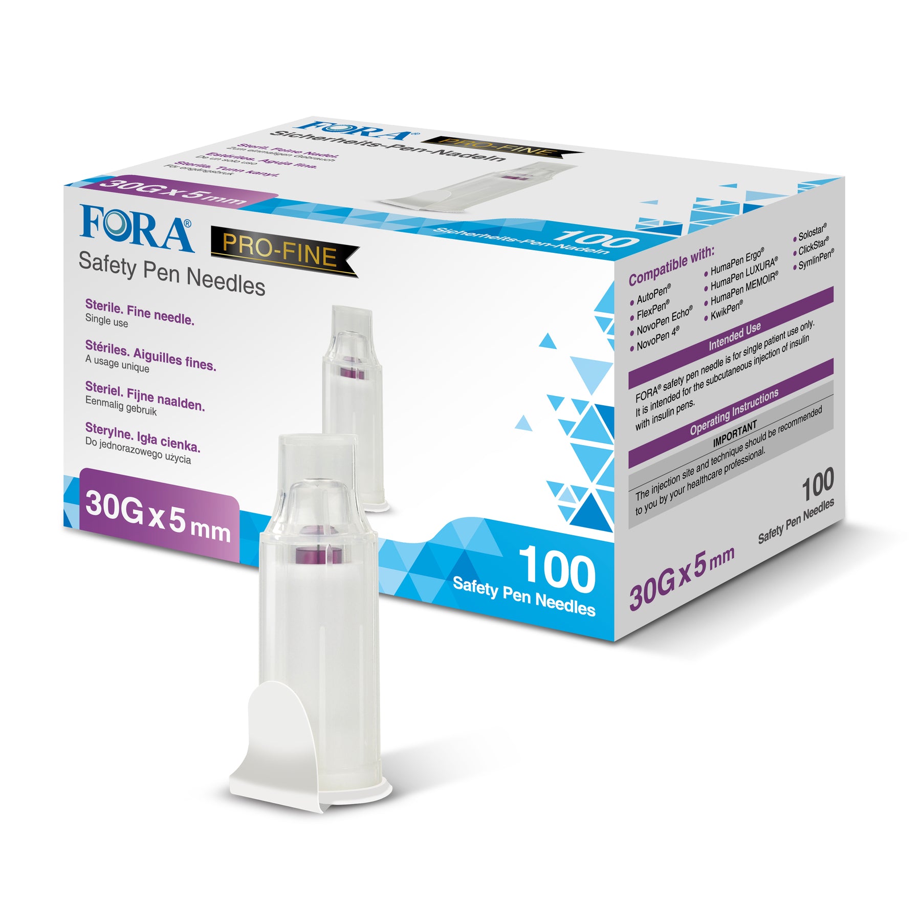 PRO Fine Safety Insulin Pen Needles - 30G – ForaCare Europe